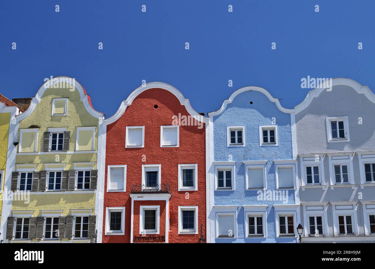 Iconic colorful houses of Scharding, Austria Stock Photo - Alamy