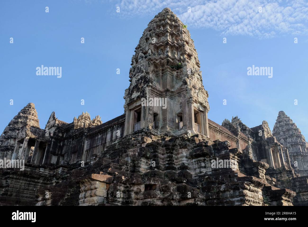 Angkor Wat tower, clear blue sky in Cambodia Stock Photo - Alamy