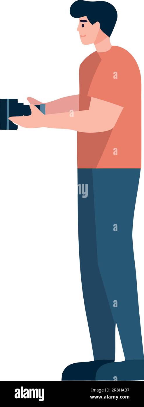 One successful man standing, holding camera Stock Vector Image & Art ...