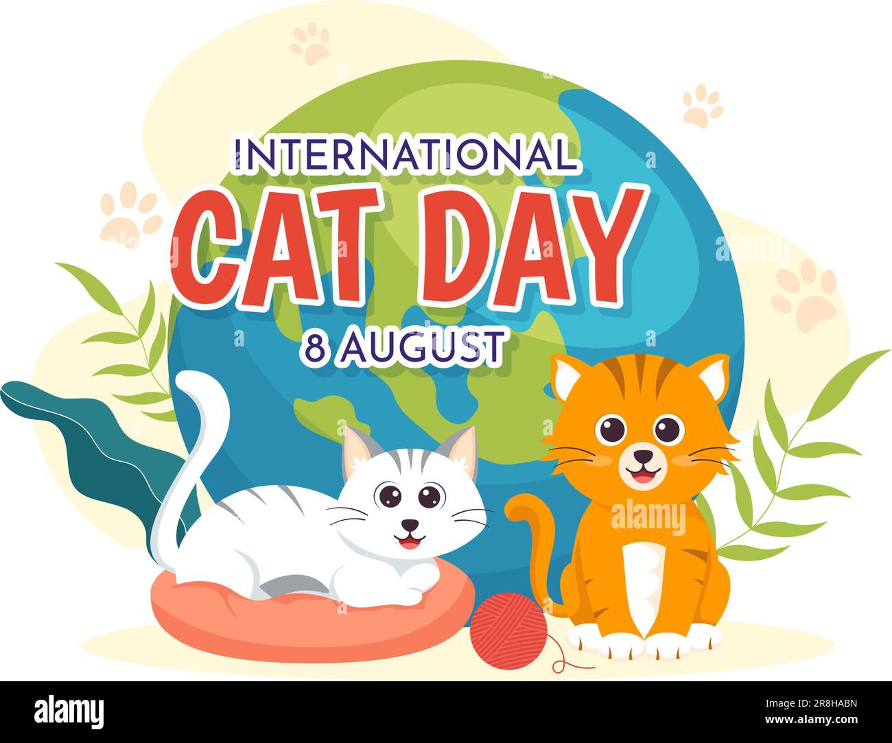 International Cat Day Vector Illustration on August 8 with Cats Animals ...