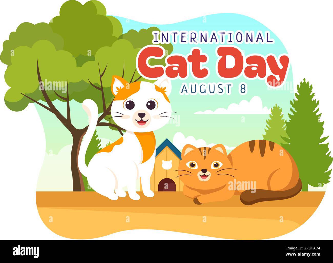International Cat Day Vector Illustration on August 8 with Cats Animals ...