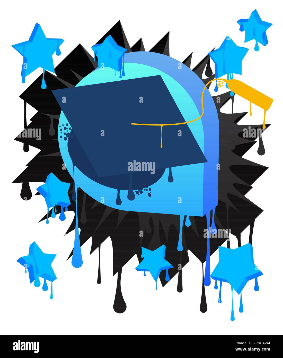Abstract blue and black graffiti Graduation Cap Background. Modern ...