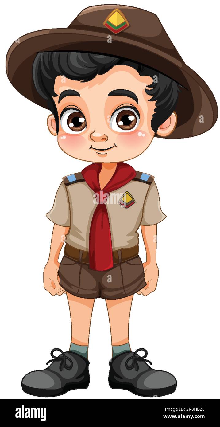 Boy scout in uniform cartoon character illustration Stock Vector Image ...