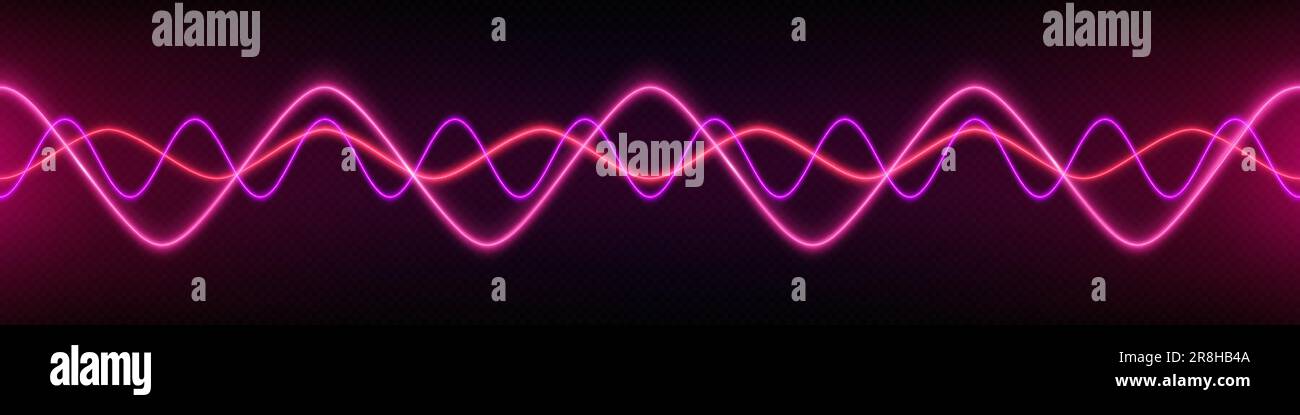 Neon audio voice frequency wave and abstract sound light vector ...