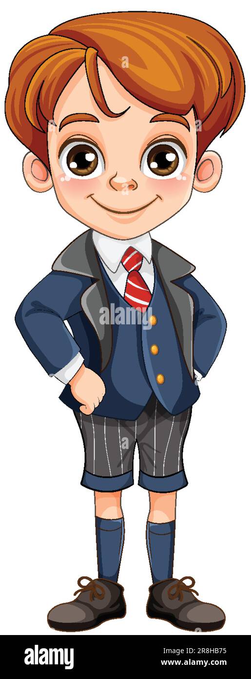 Cute boy student in school uniform illustration Stock Vector Image ...