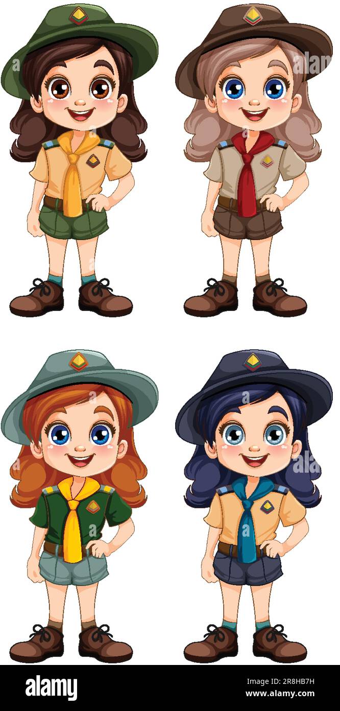 Girl scout in uniform cartoon character illustration Stock Vector Image ...