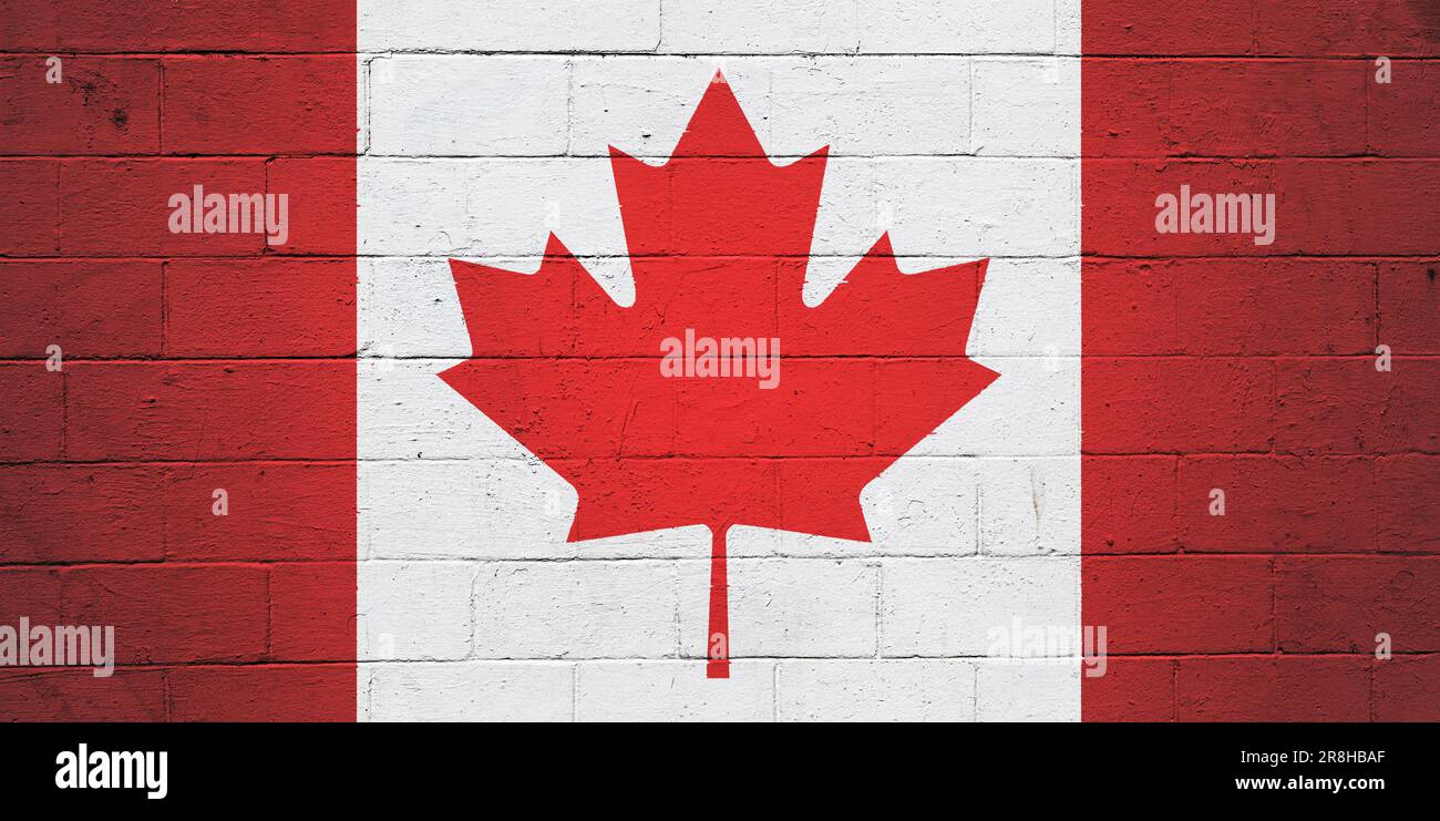 Flag of Canada painted on a cinder block wall Stock Photo - Alamy