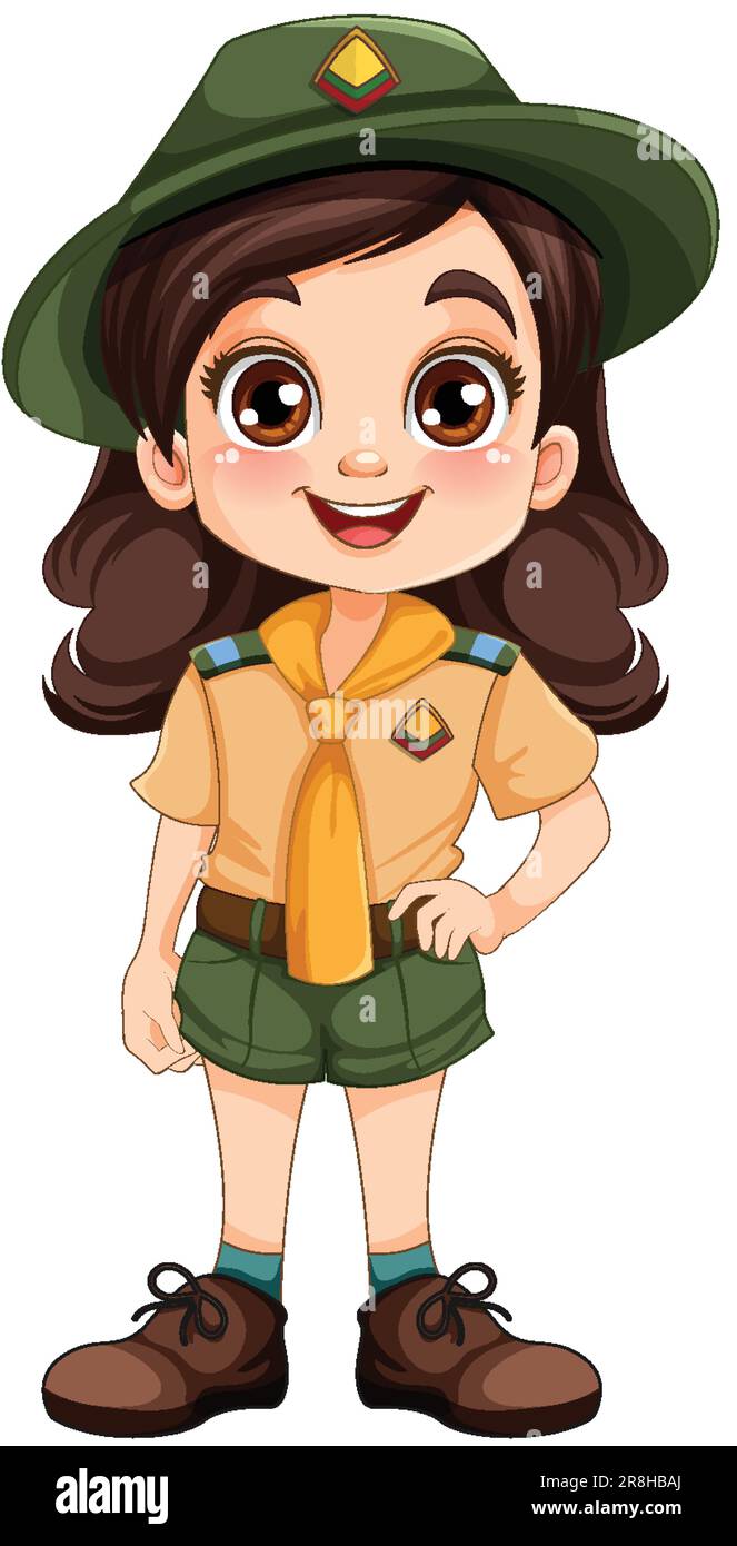 Girl scout in uniform cartoon character illustration Stock Vector Image & Art - Alamy