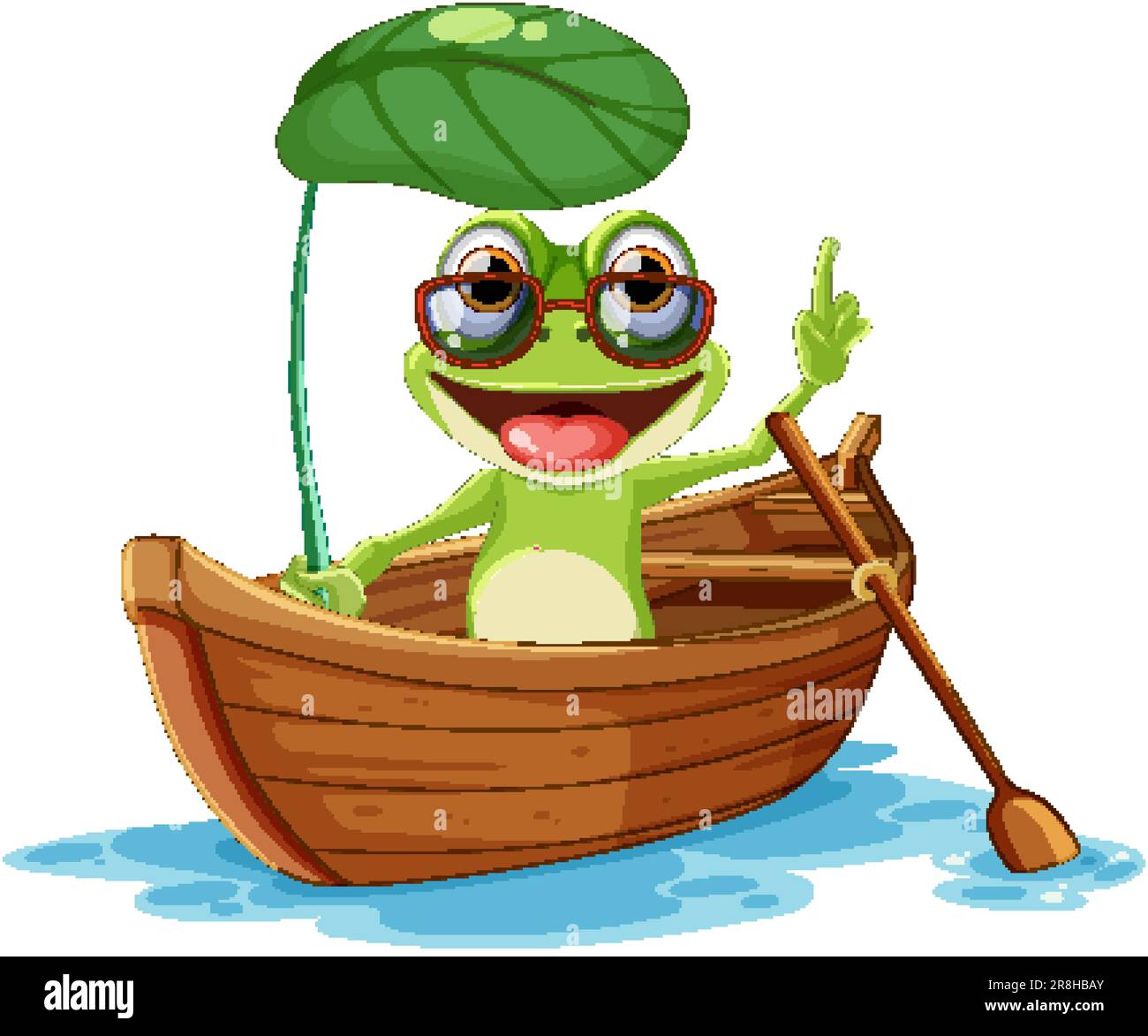 Green frog on paddle boat illustration Stock Vector Image & Art - Alamy
