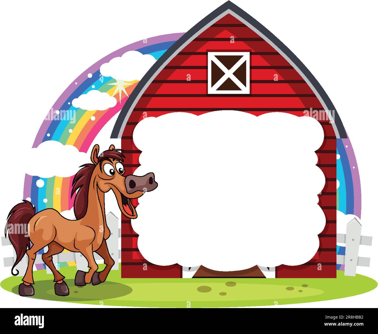 Horse at the farm barn empty banner illustration Stock Vector Image ...