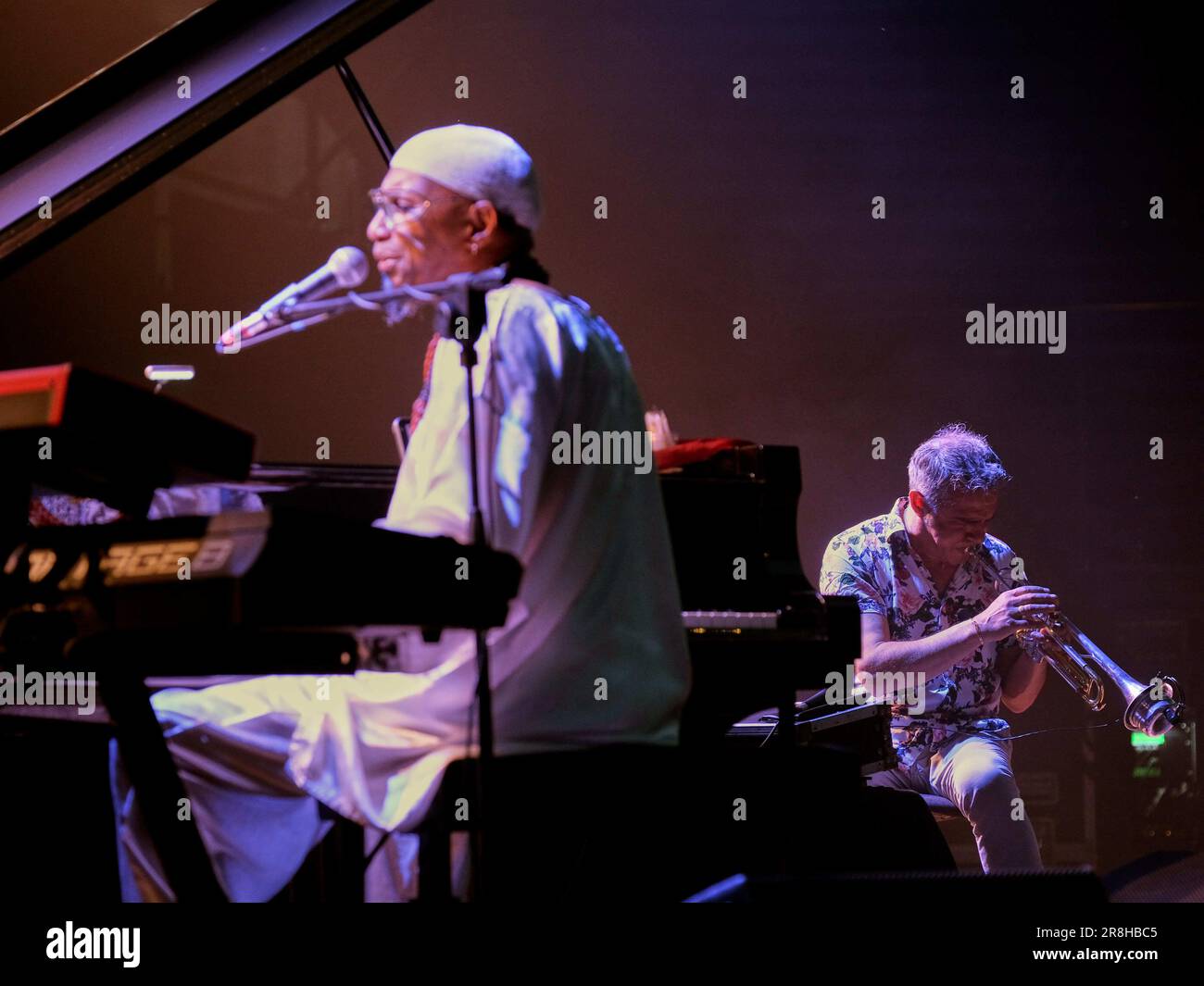Teatro Romano, Verona, Italy, June 20, 2023, Paolo Fresu with Omar Sosa ...