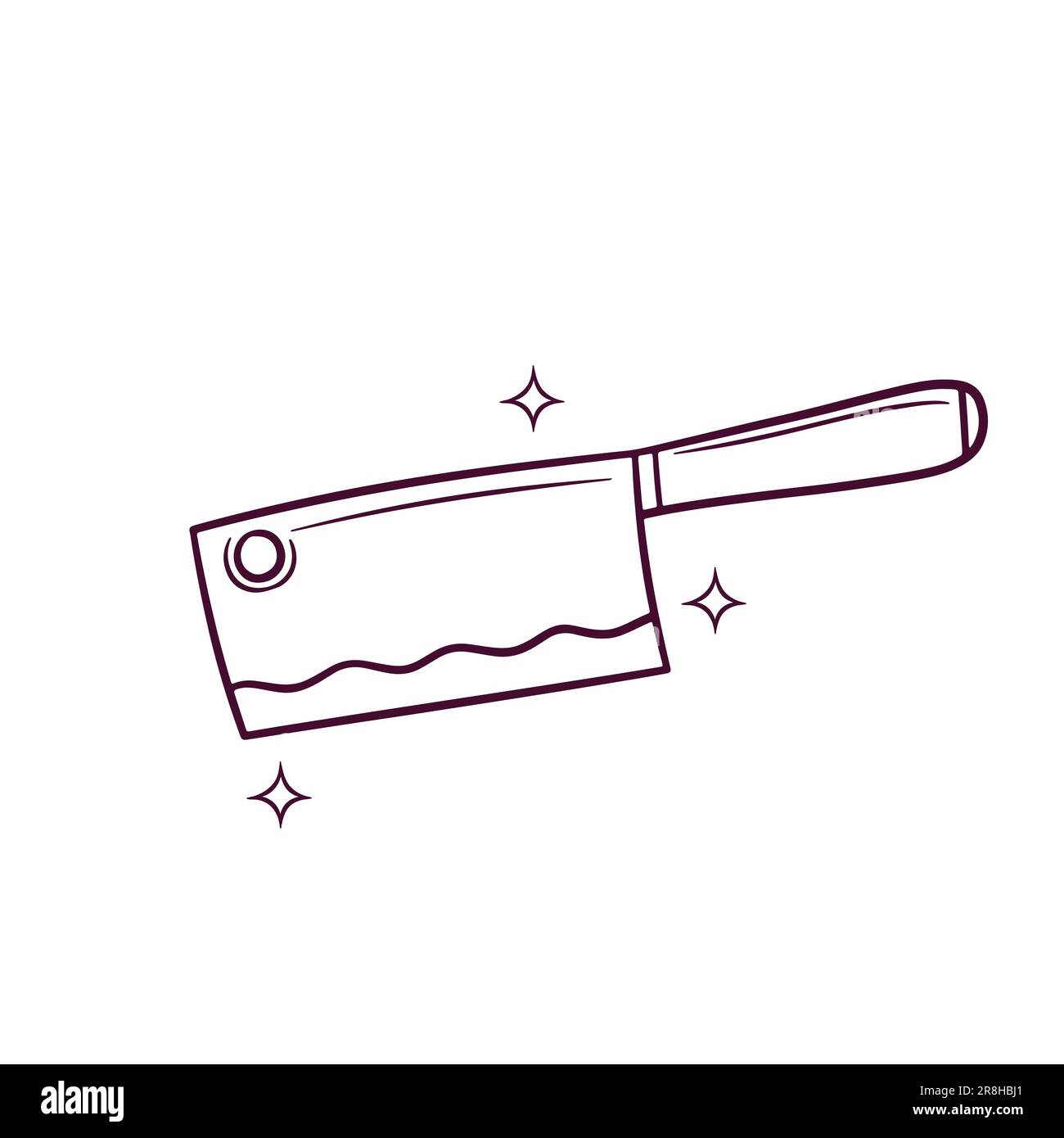 Hand Drawn Cleaver Knife Doodle Vector Sketch Illustration Stock Vector Image And Art Alamy 