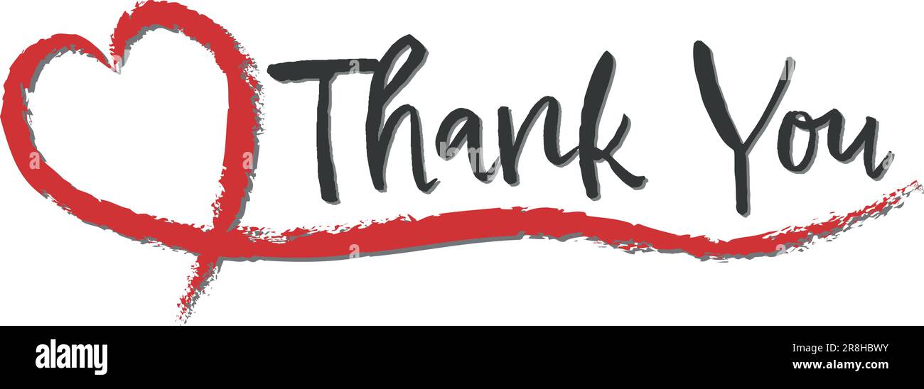 Thank You Lettering With Red Heart Stock Vector Image & Art - Alamy