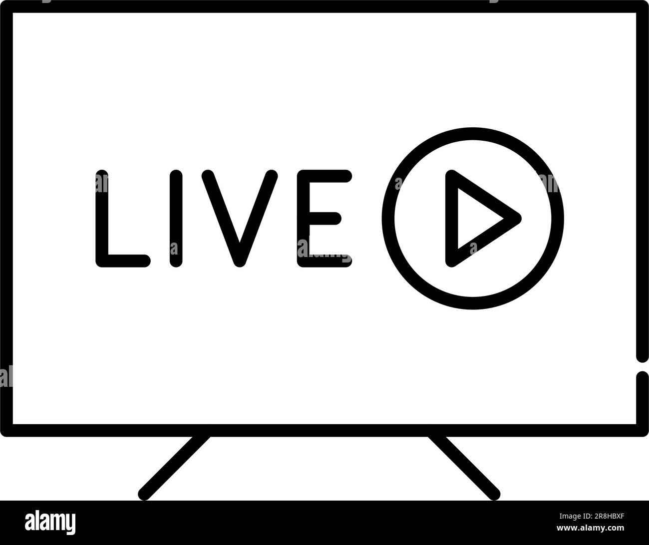 Live streaming video on a tv set. Pixel perfect, editable stroke Stock ...