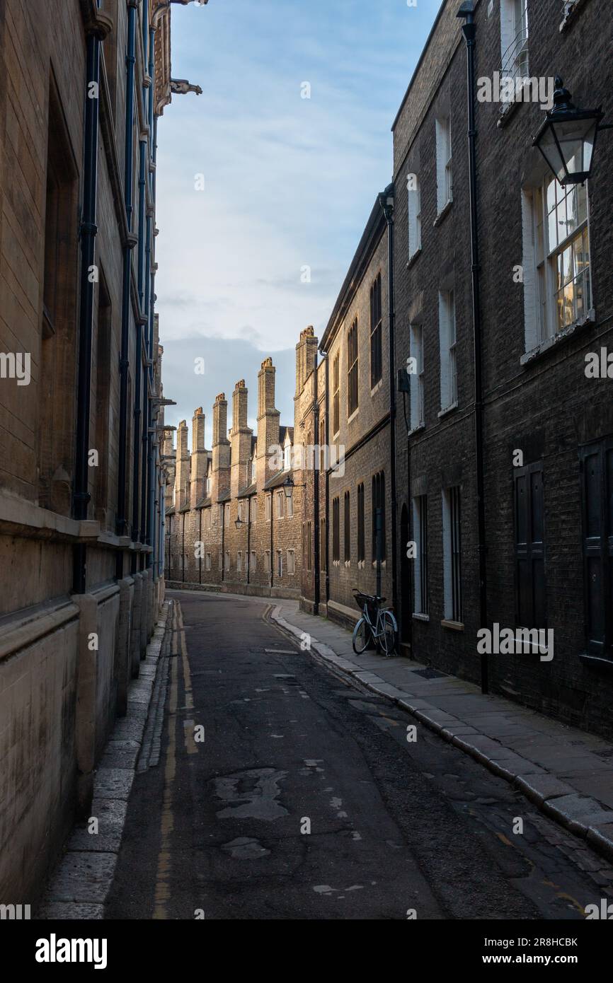 Trinity Lane in Cambridge,UK is famous for it's unusual tudor chimneys ...