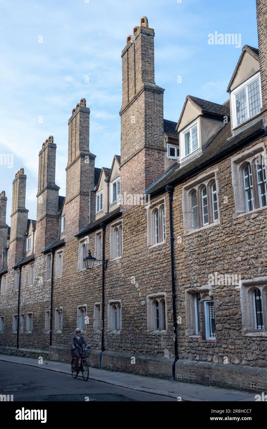 Trinity Lane in Cambridge,UK is famous for it's unusual tudor chimneys ...