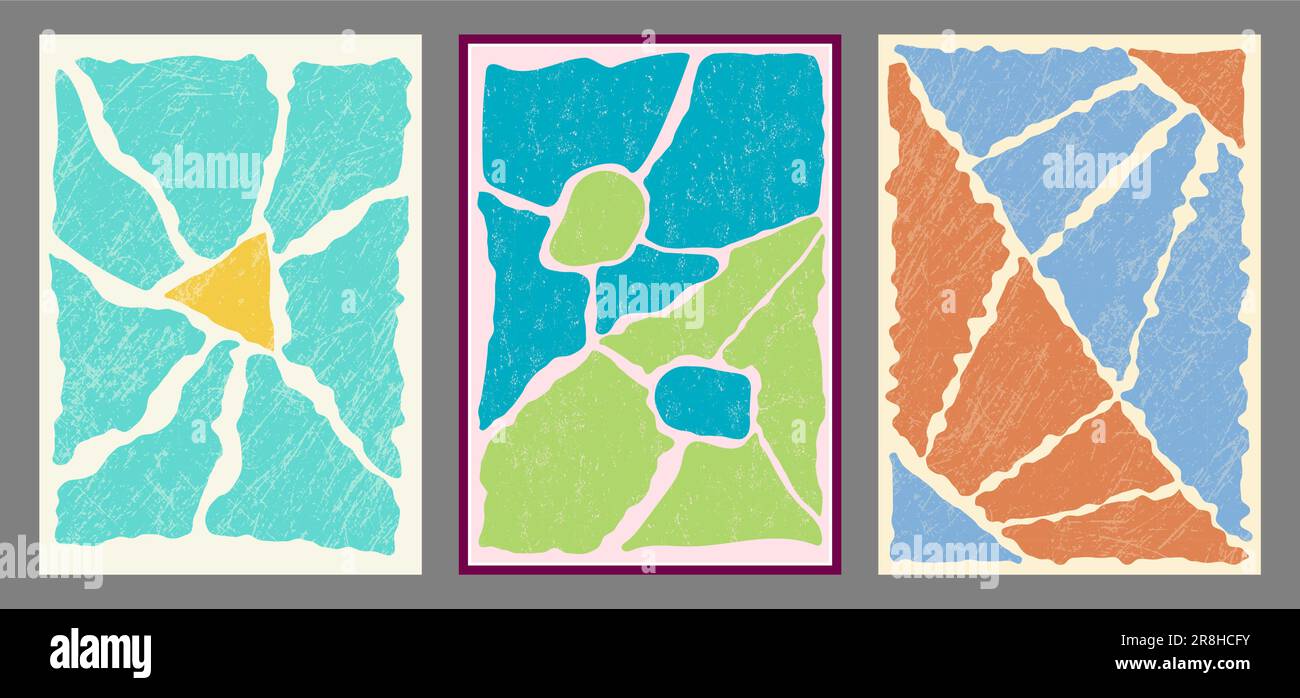 A set of abstract compositions in retro style. Illustration for prints ...