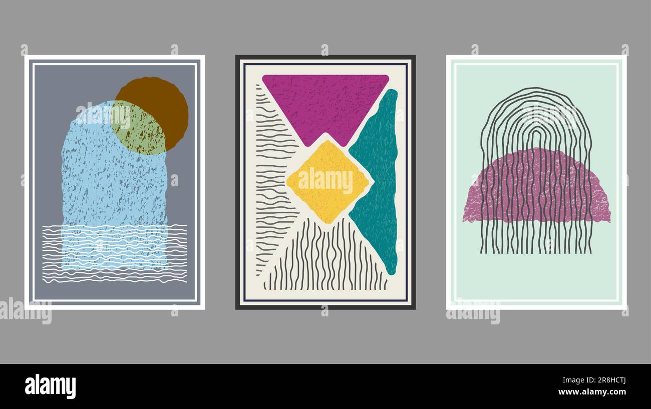 Abstract composition of distorted geometric shapes. A collection of ...