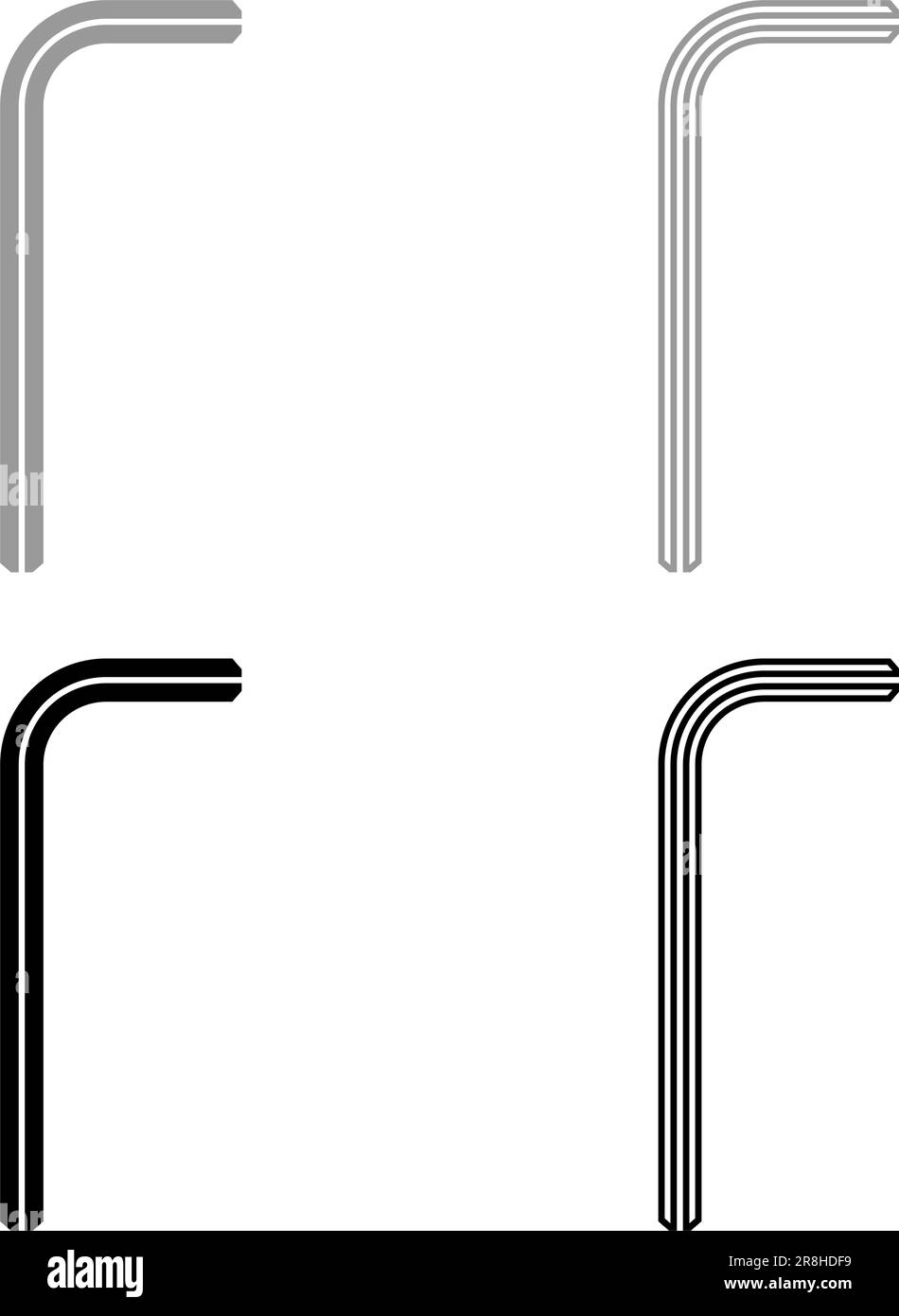 Hex key hex key wrench tool fixing concept set icon grey black color ...