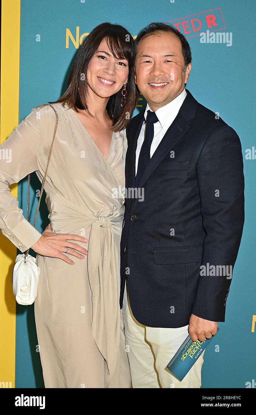 Peter Kang and wife Catherine Kang attends The US Premiere of "No Hard Feelings" at AMC Lincoln ...