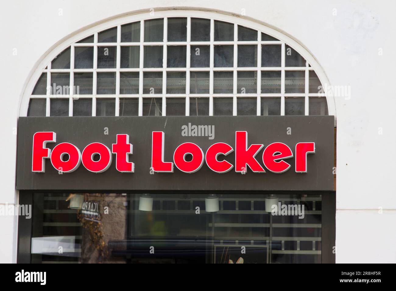 Copenhagen, Denmark - April 9, 2023: Logo of Foot Locker on a facade of ...