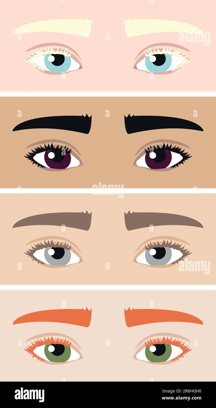 Set of different eyes and eyebrows colors. World Sight Day and World ...