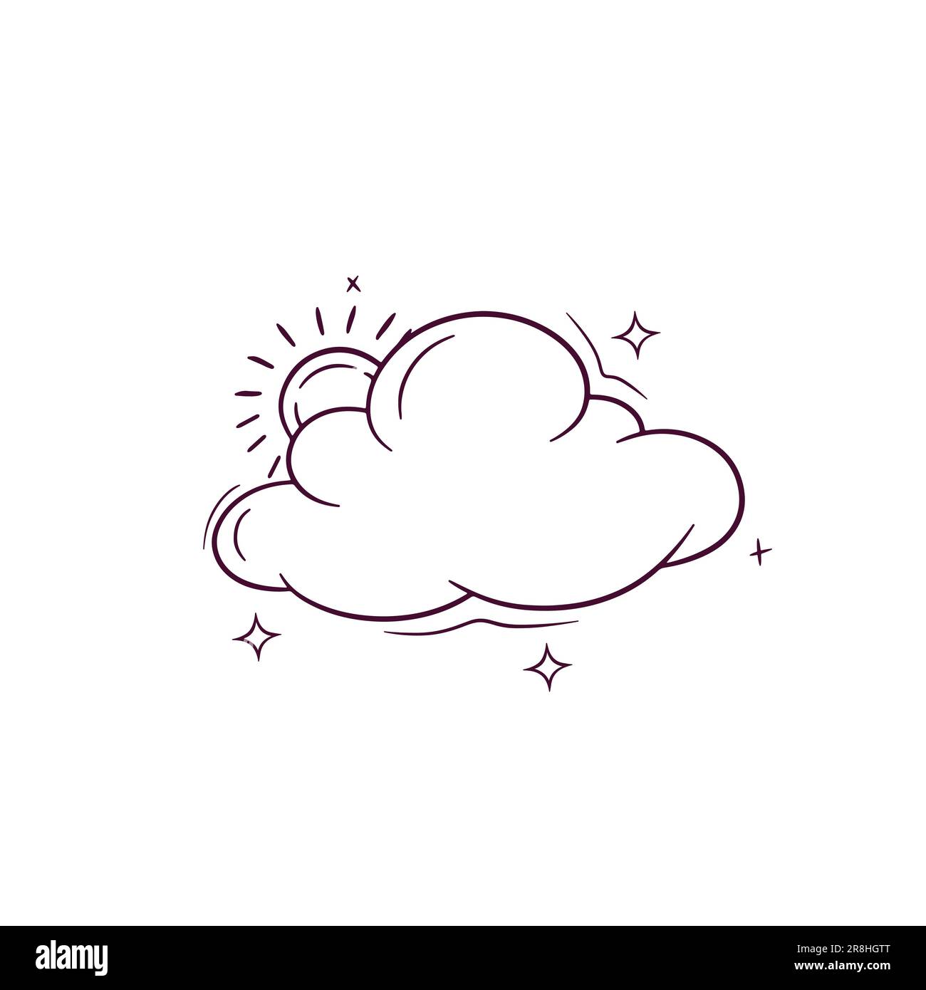 Hand Drawn Sunny Cloud. Doodle Vector Sketch Illustration Stock Vector ...