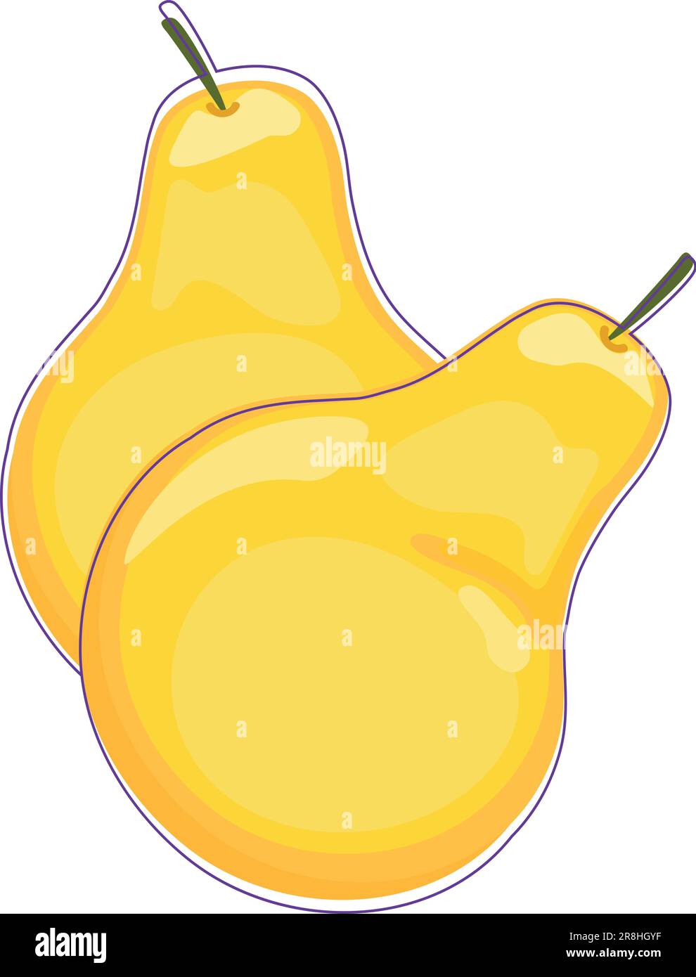 Two yellow pears isolated on a white background. Vector illustration ...