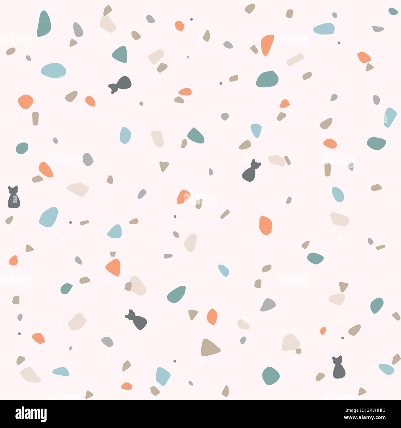 Terrazzo flooring vector seamless pattern in dark colors. Cute stone ...