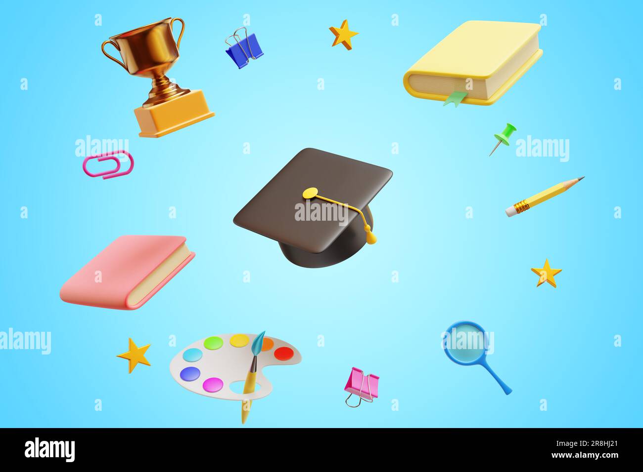 Back to school. Academic graduation cap and learning, education items ...