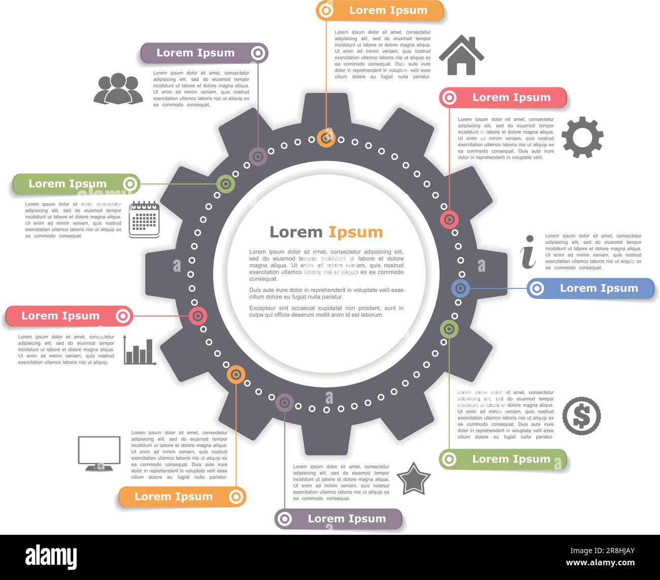 Circle infographics with gear, process diagram template, vector eps10 ...