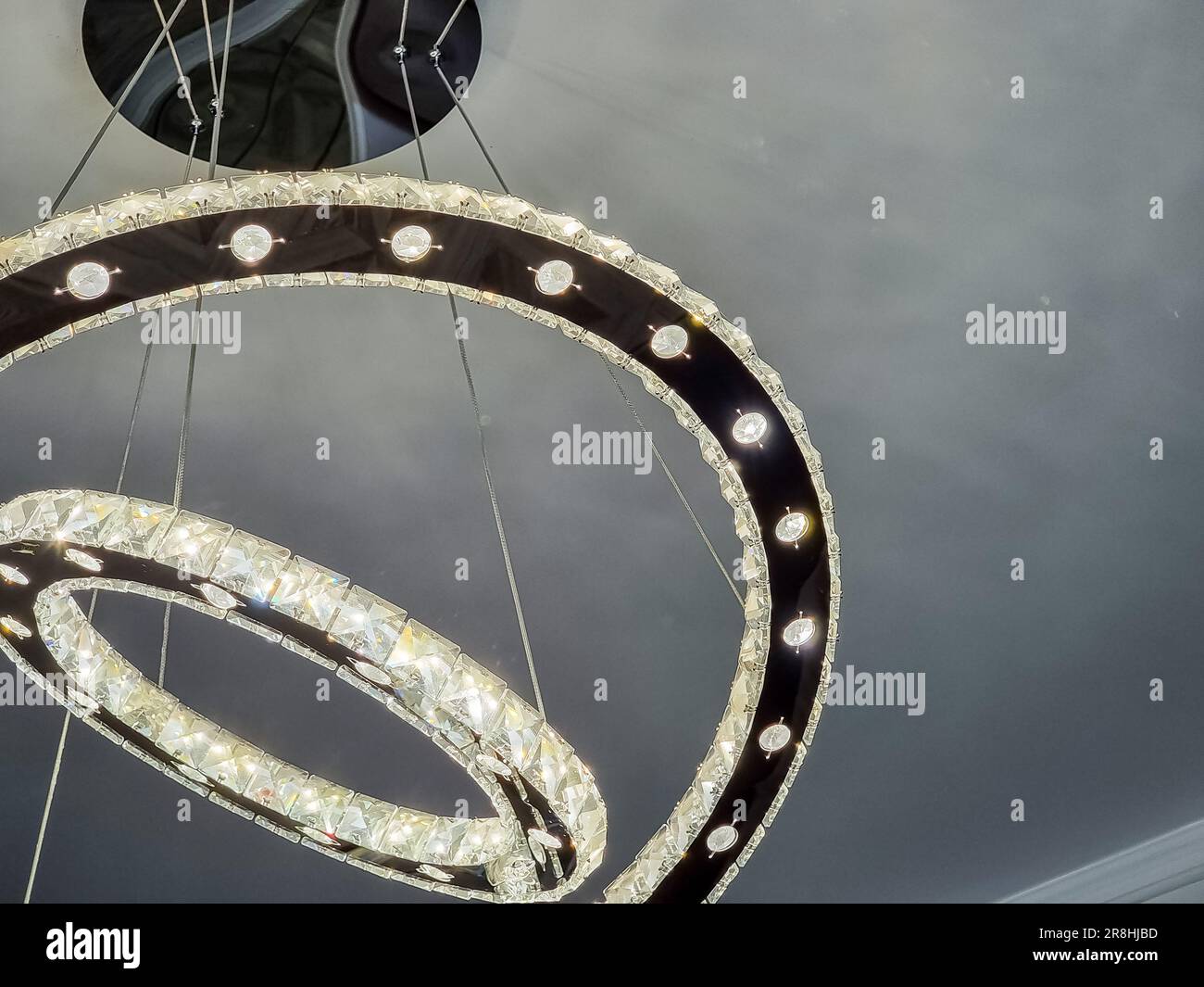 bright two circles one bigger than another with crystal clean stones ...