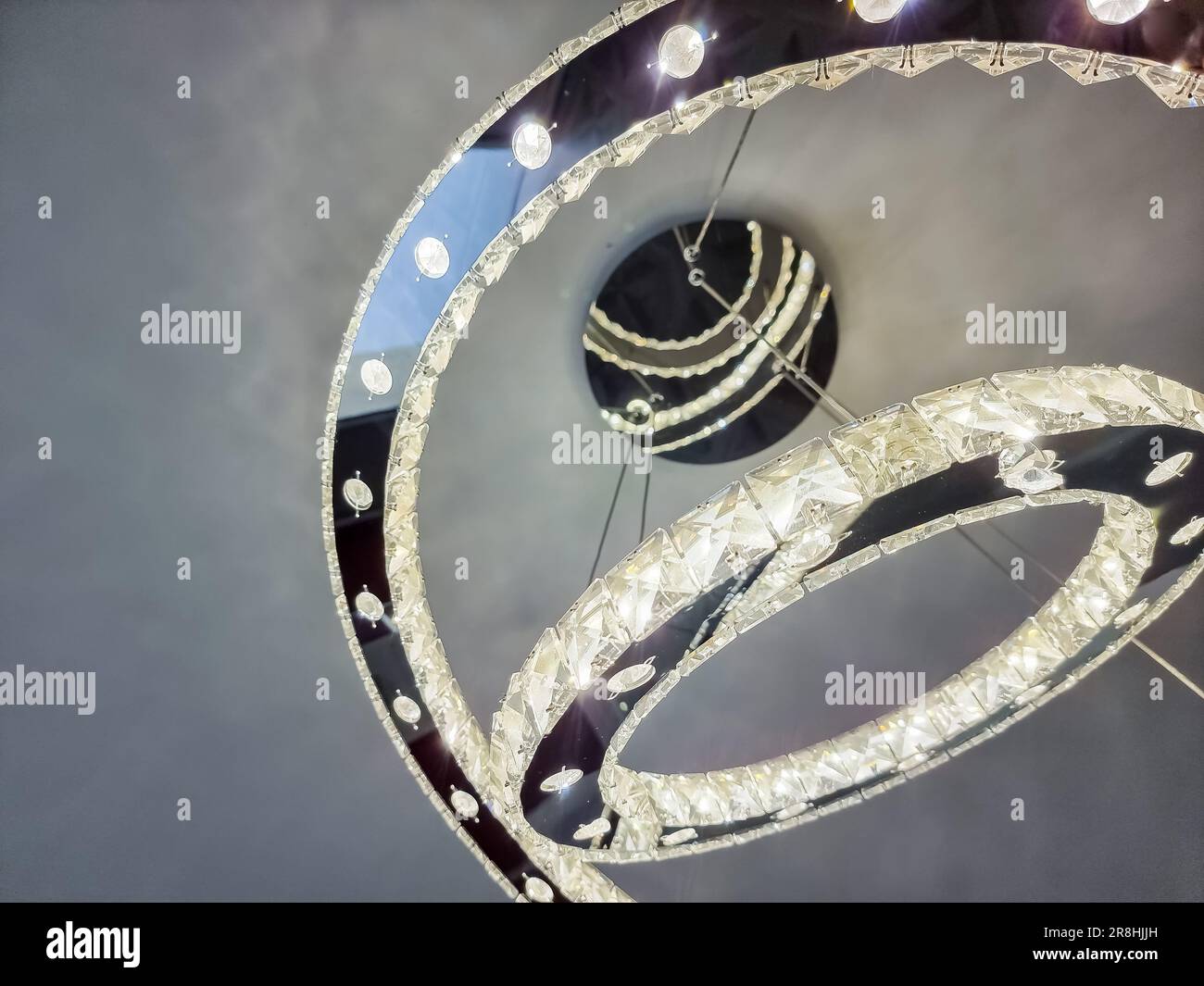 bright two circles one bigger than another with crystal clean stones ...