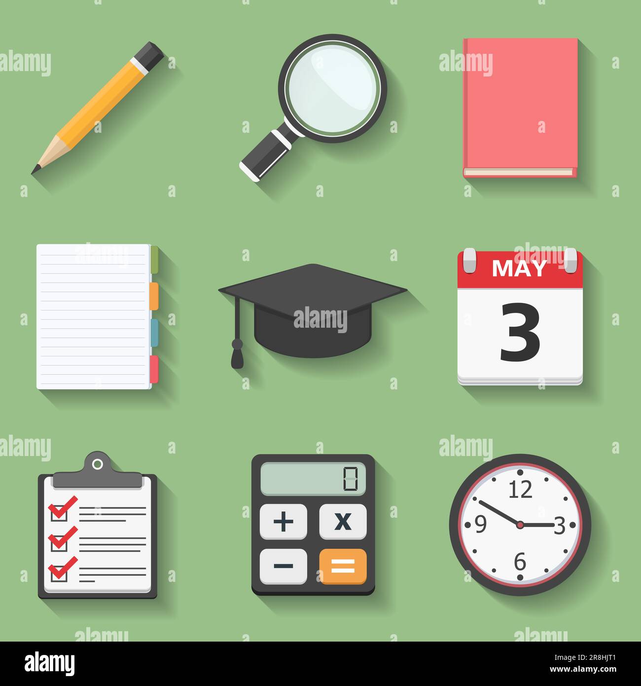 Education objects set, flat design, vector eps10 illustration Stock ...