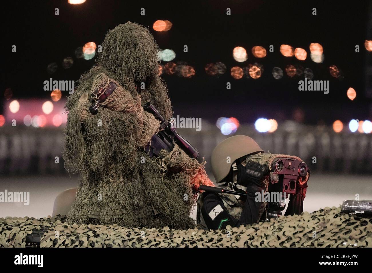Members of the Saudi special forces for Hajj and Umrah (SFHU), perform ...