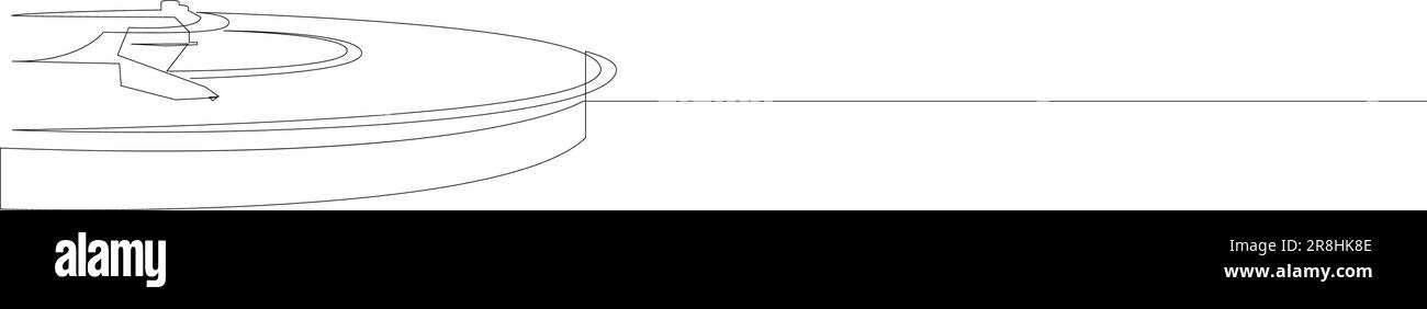 Continuous one line drawing of retro old classic portable music ...