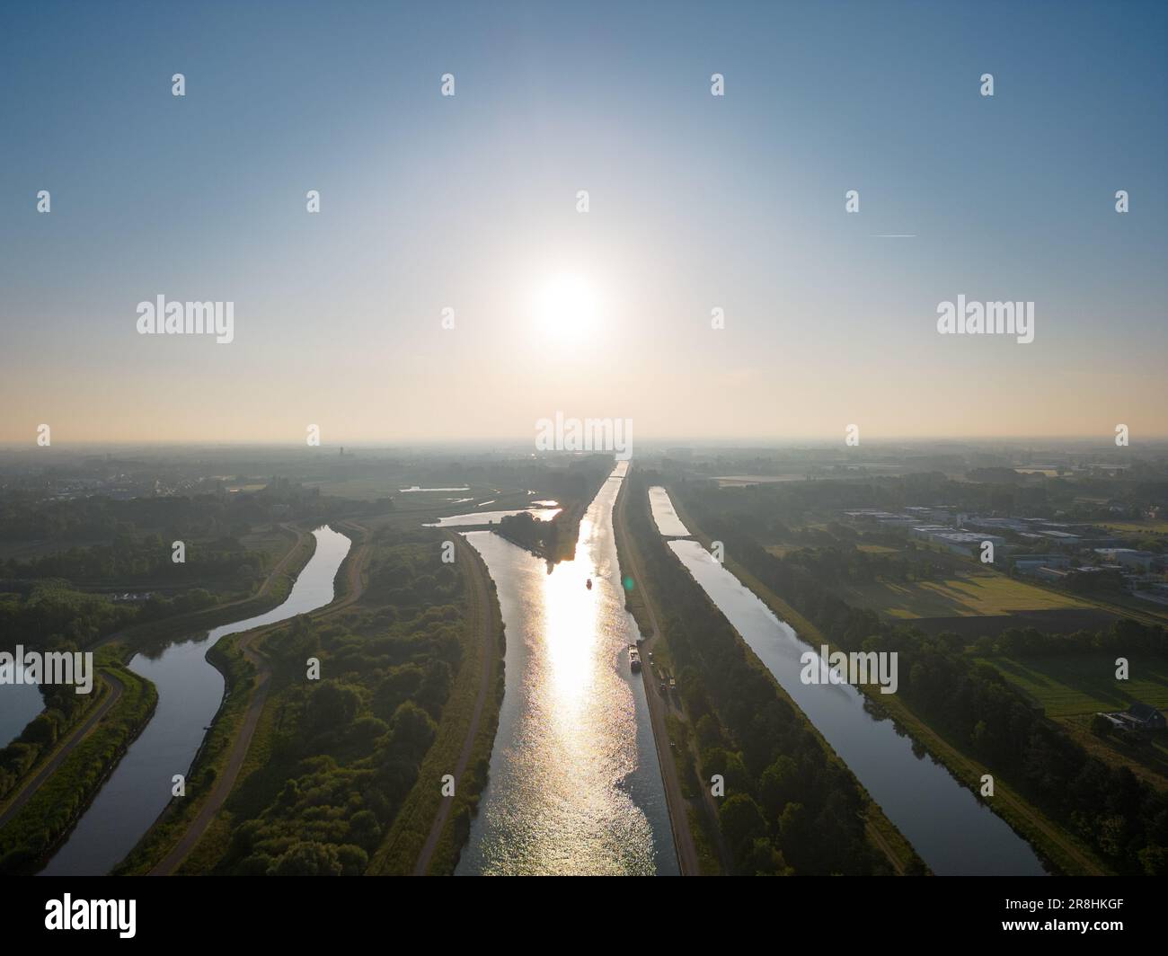 DUFFEL, LIER, BELGIUM, May 31, 2023, Aerial view of the River lock ...