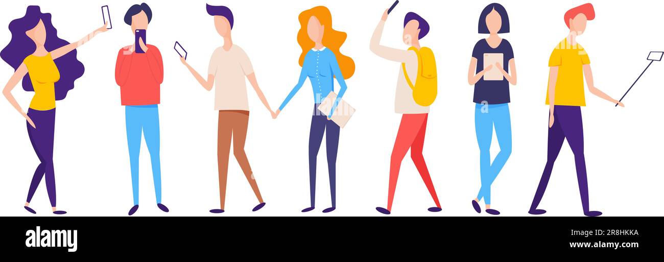 Millennial generation. Millennial teenagers with smartphones. Young ...