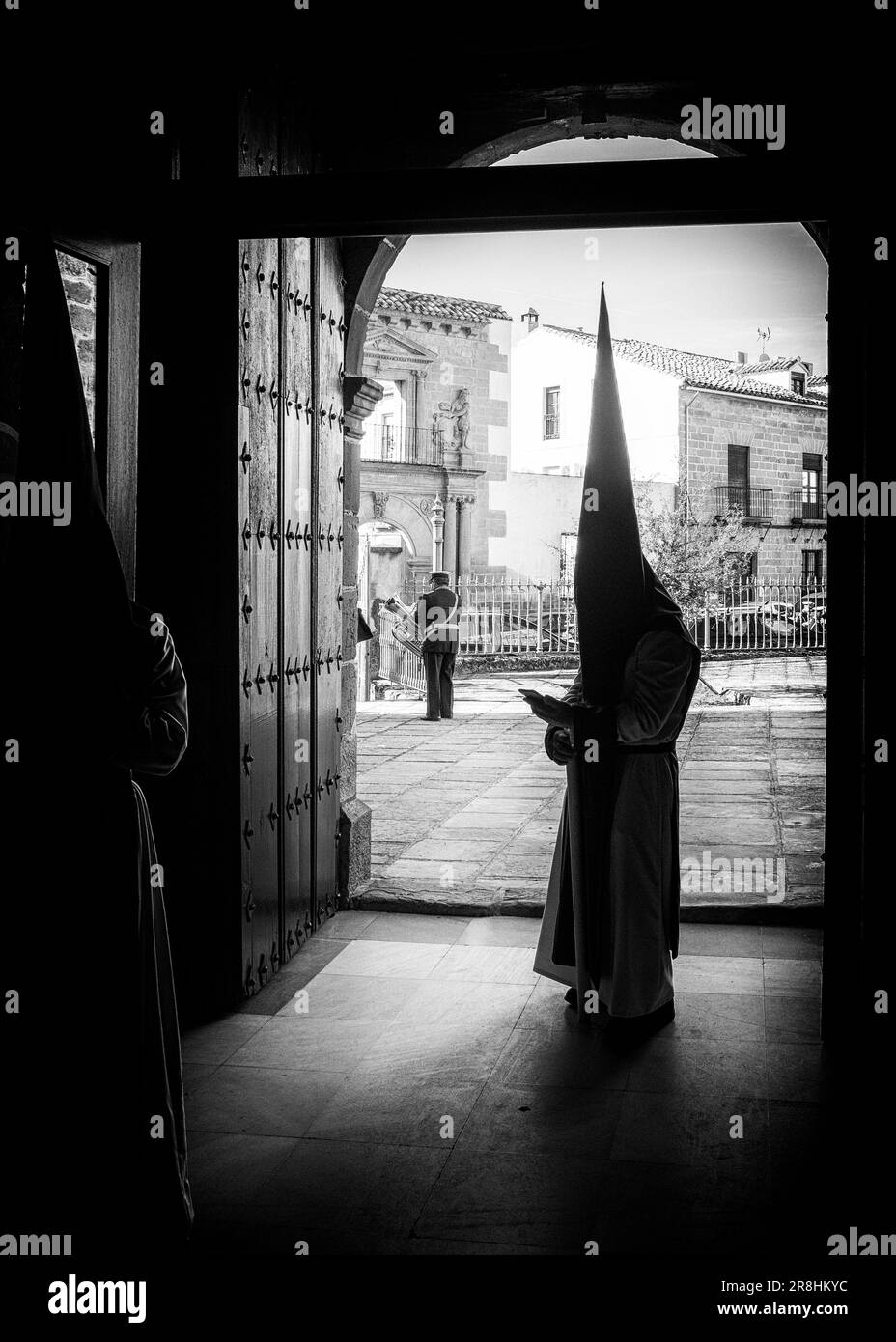 Nazarenes with tunic and hood in the processions in the streets of ...