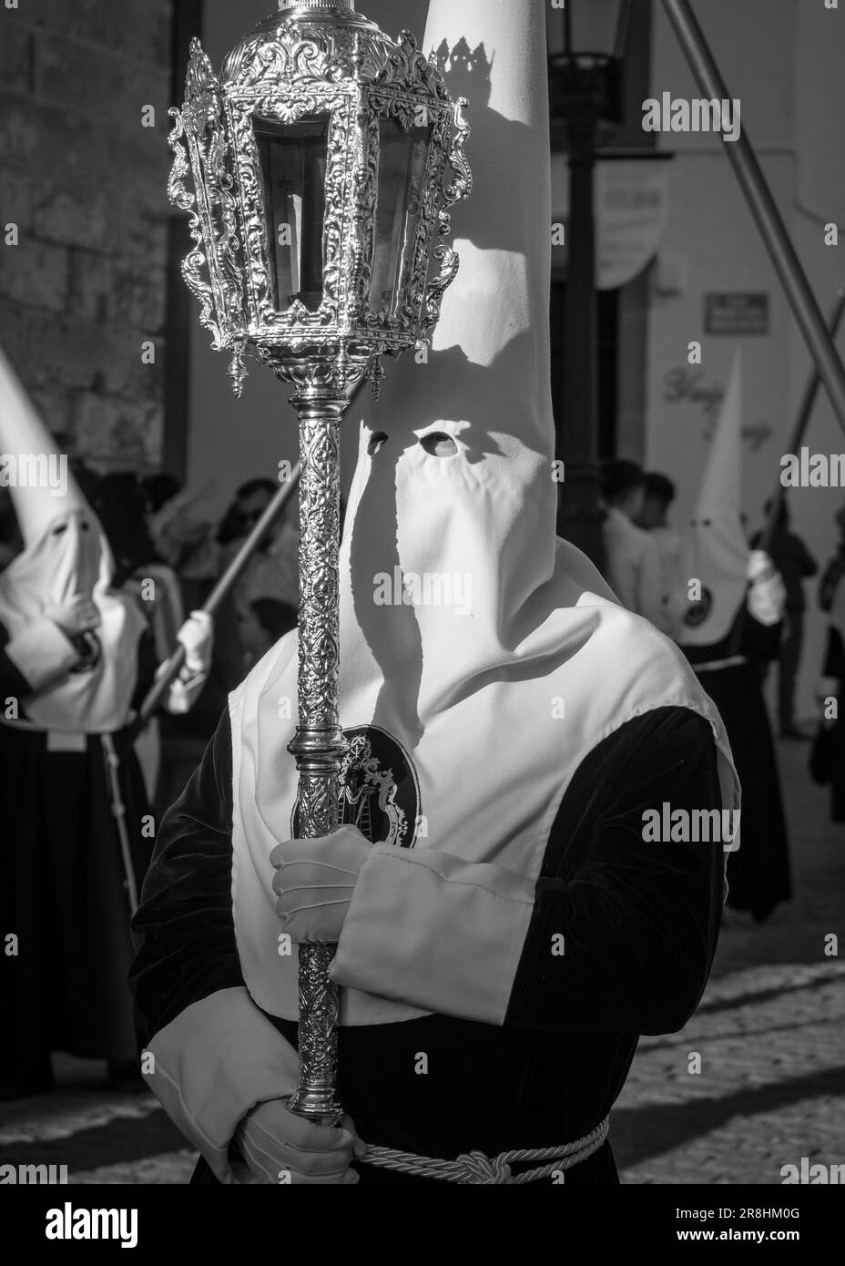 Nazarenes with tunic and hood in the processions in the streets of ...