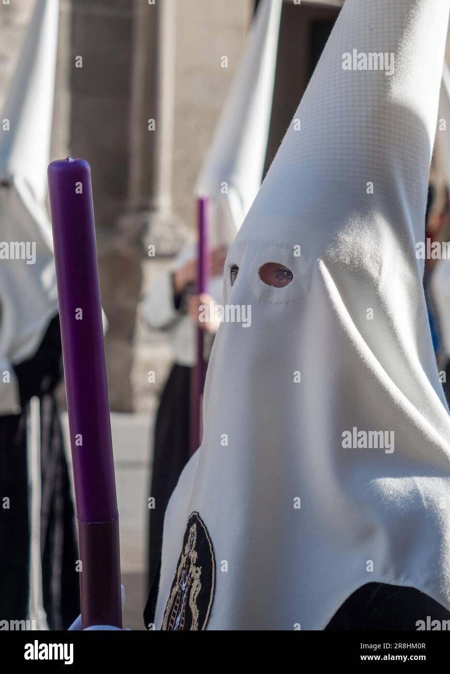 Nazarenes with tunic and hood in the processions in the streets of ...