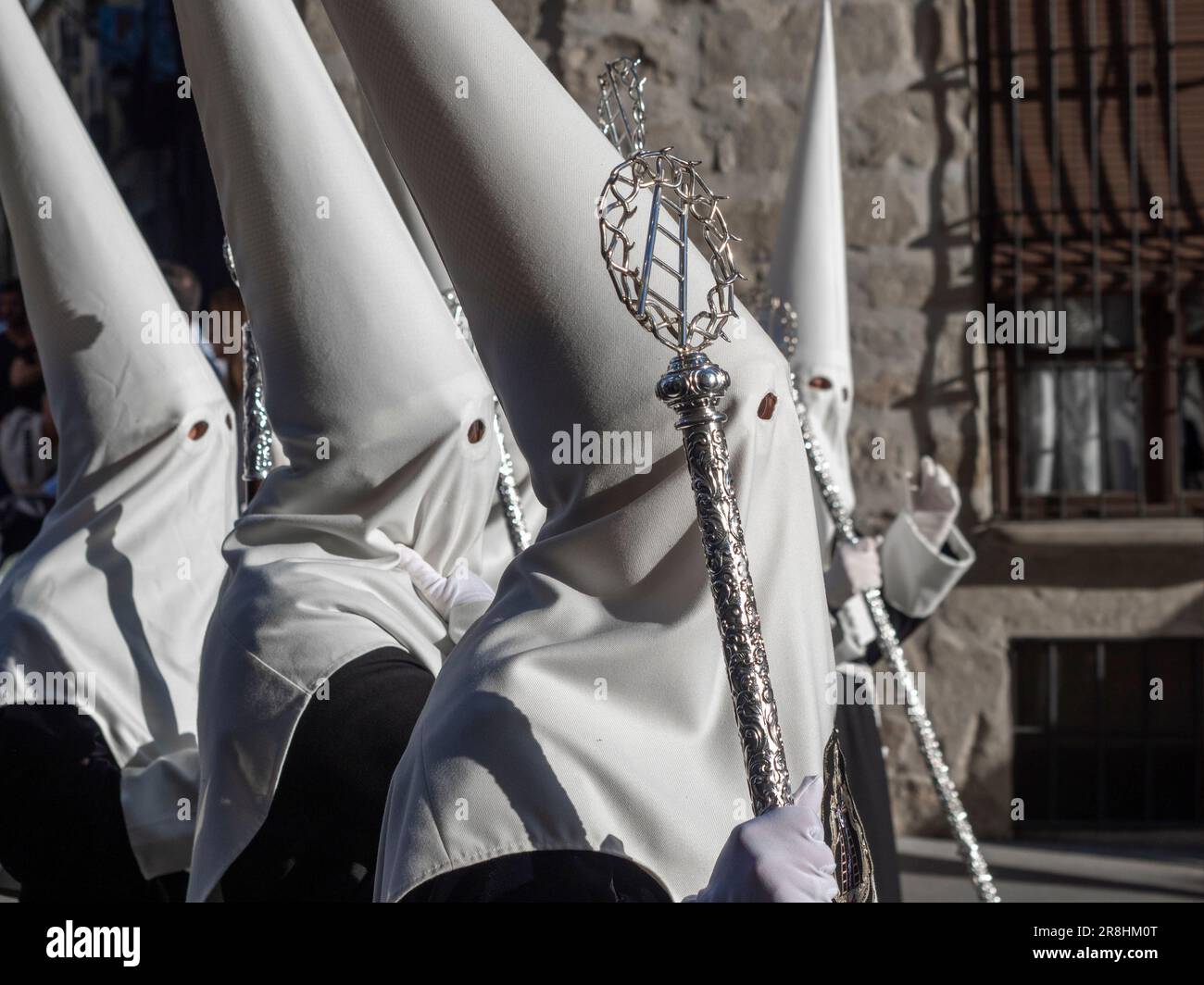 Nazarenes with tunic and hood in the processions in the streets of ...