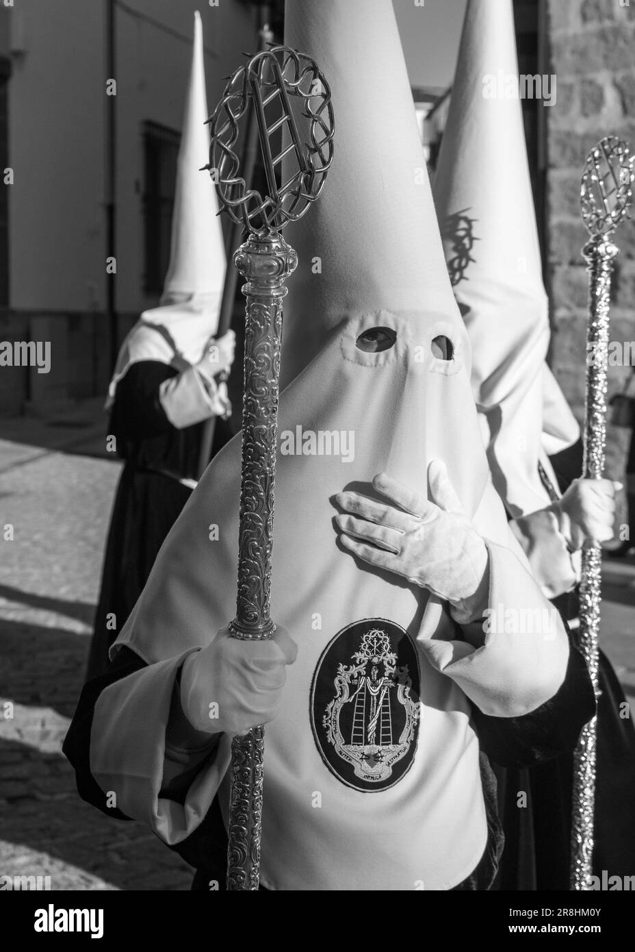 Nazarenes with tunic and hood in the processions in the streets of ...