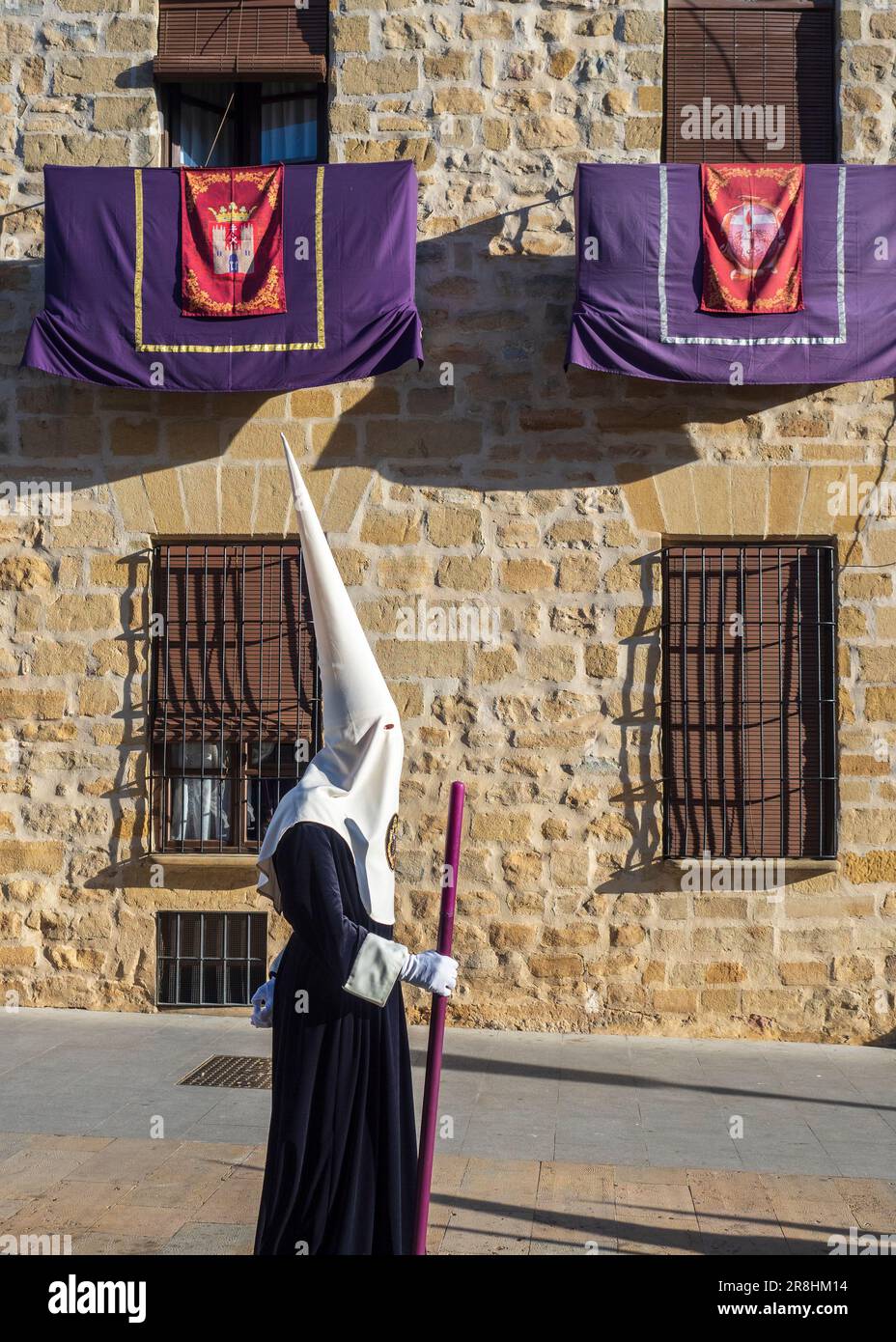 Nazarenes with tunic and hood in the processions in the streets of ...
