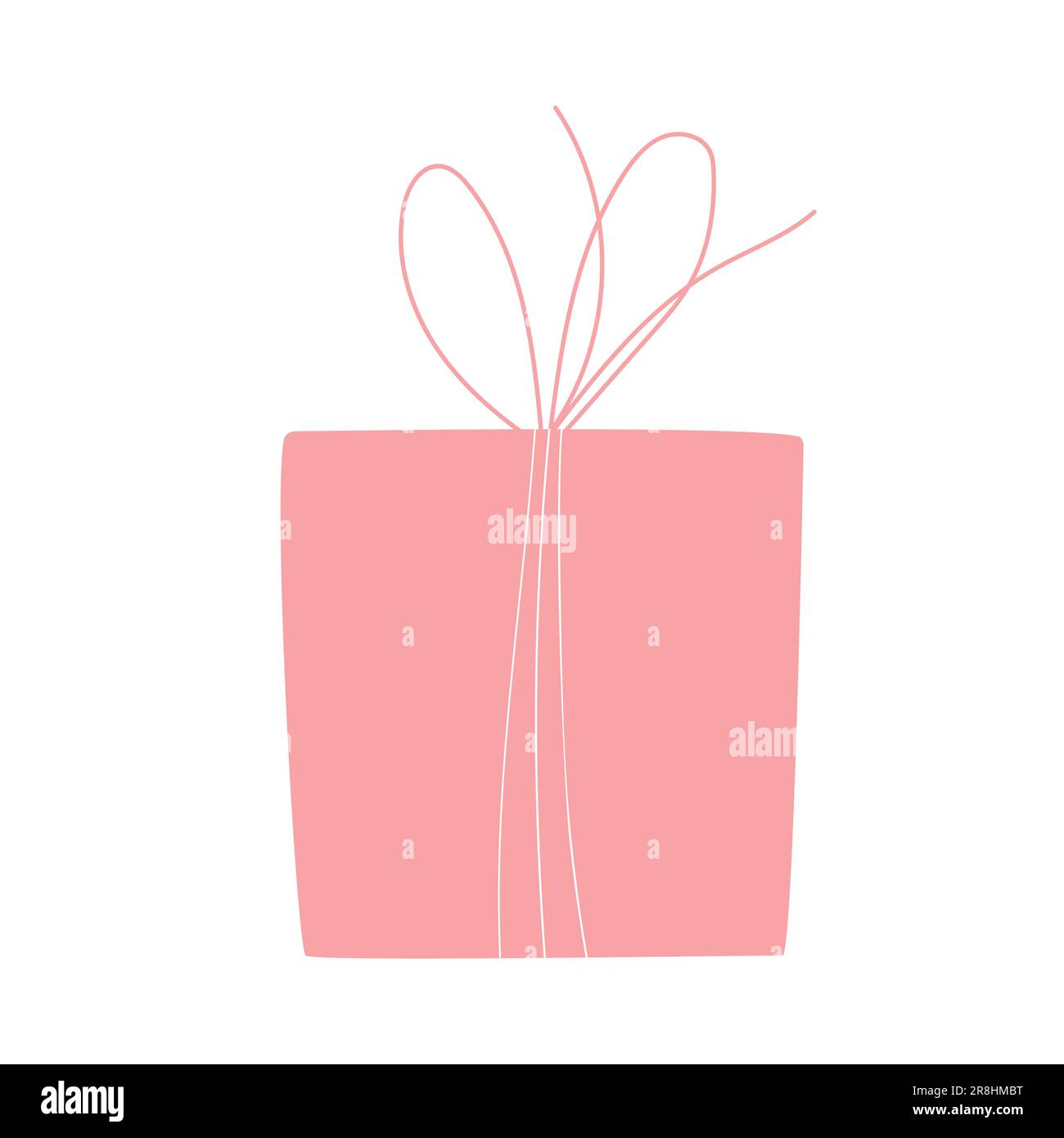Simple gift box decorated with rope isolated on white. Vector doodle ...