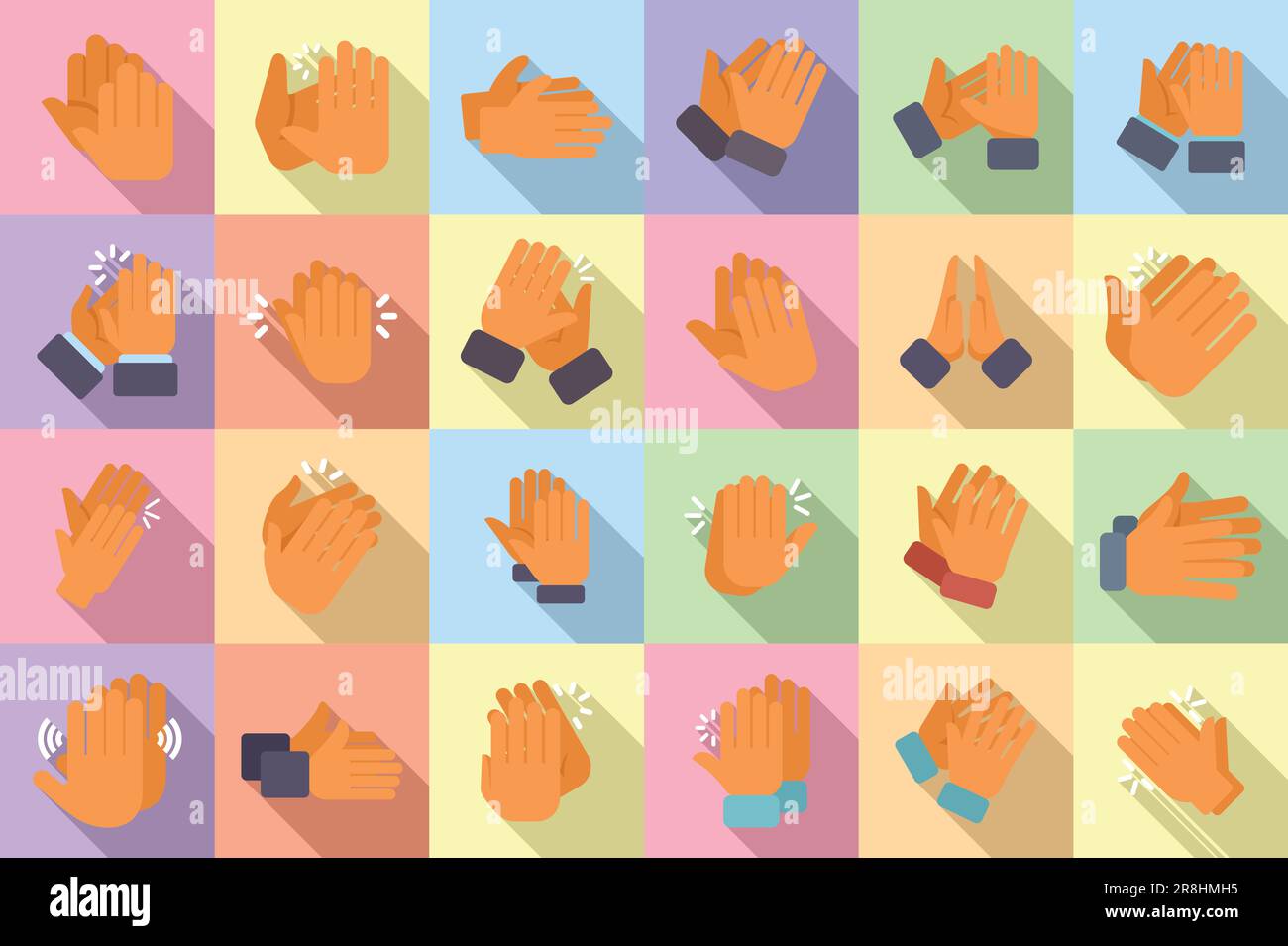 Handclap icons set flat vector. Acclaim body. Cheer clapping Stock ...