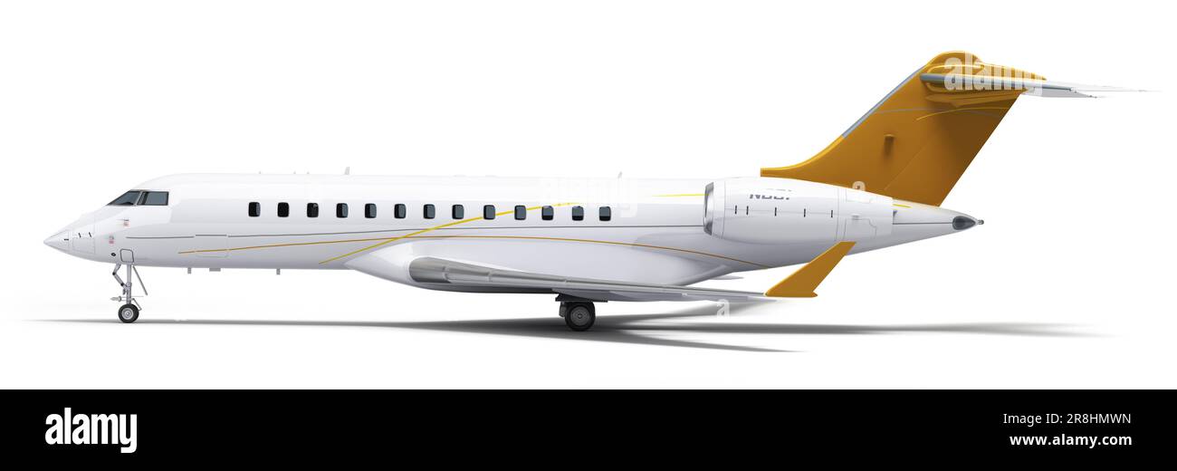 new passenger plane left side view travel concept 3d render on white ...