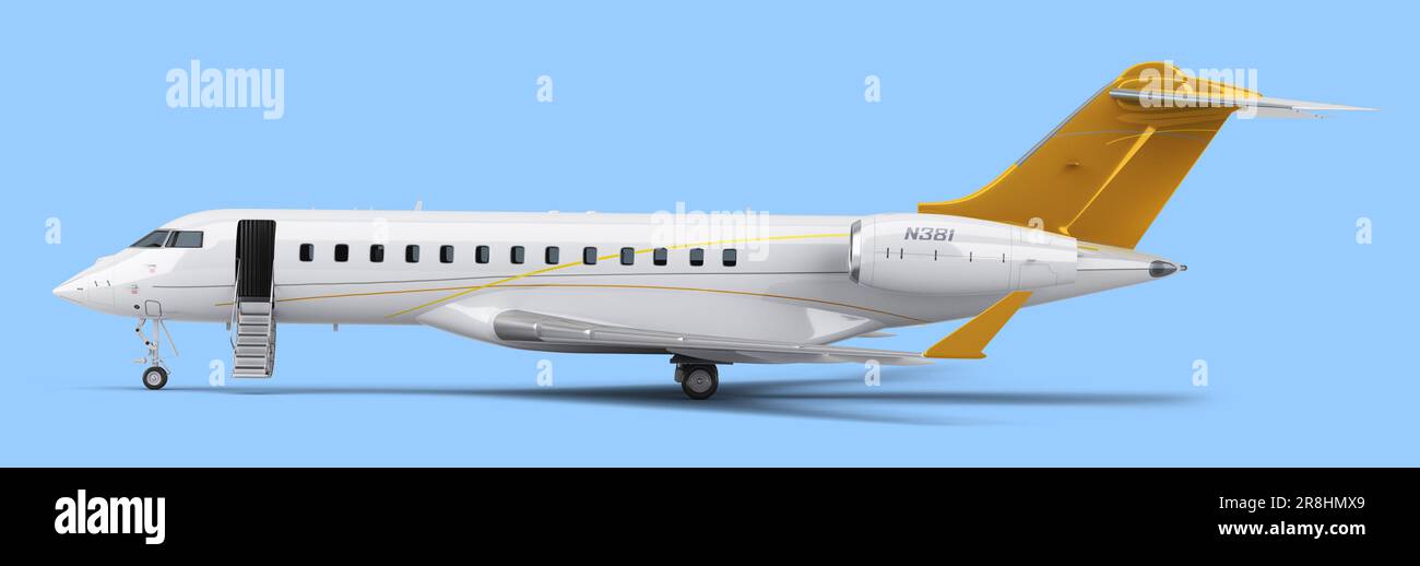new passenger plane with open doors left side view travel concept 3d ...