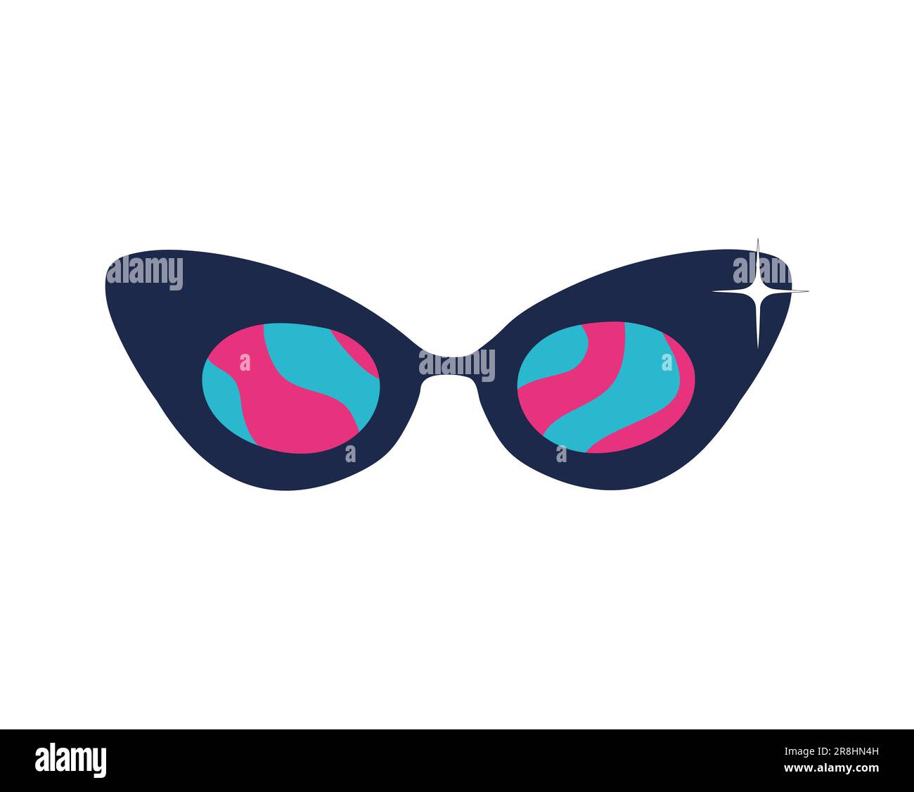 Groovy sunglasses in the form of cat's eyes with y2k bling. Glasses ...