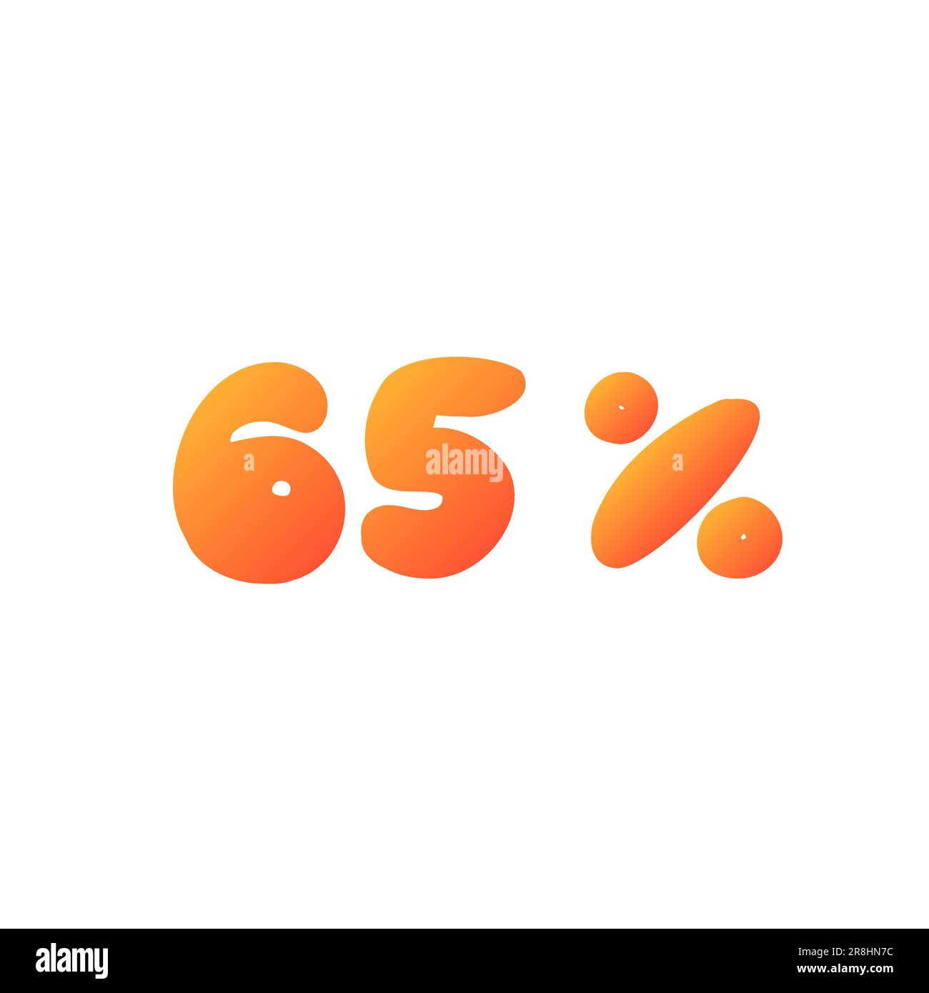 65 percent sale off orange discount logo special offer lettering. Vector design illustration in ...